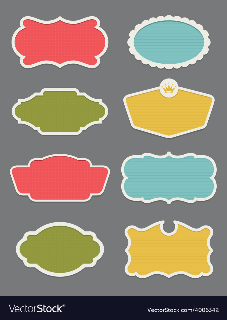 Set 8 frame or label design elements Royalty Free Vector