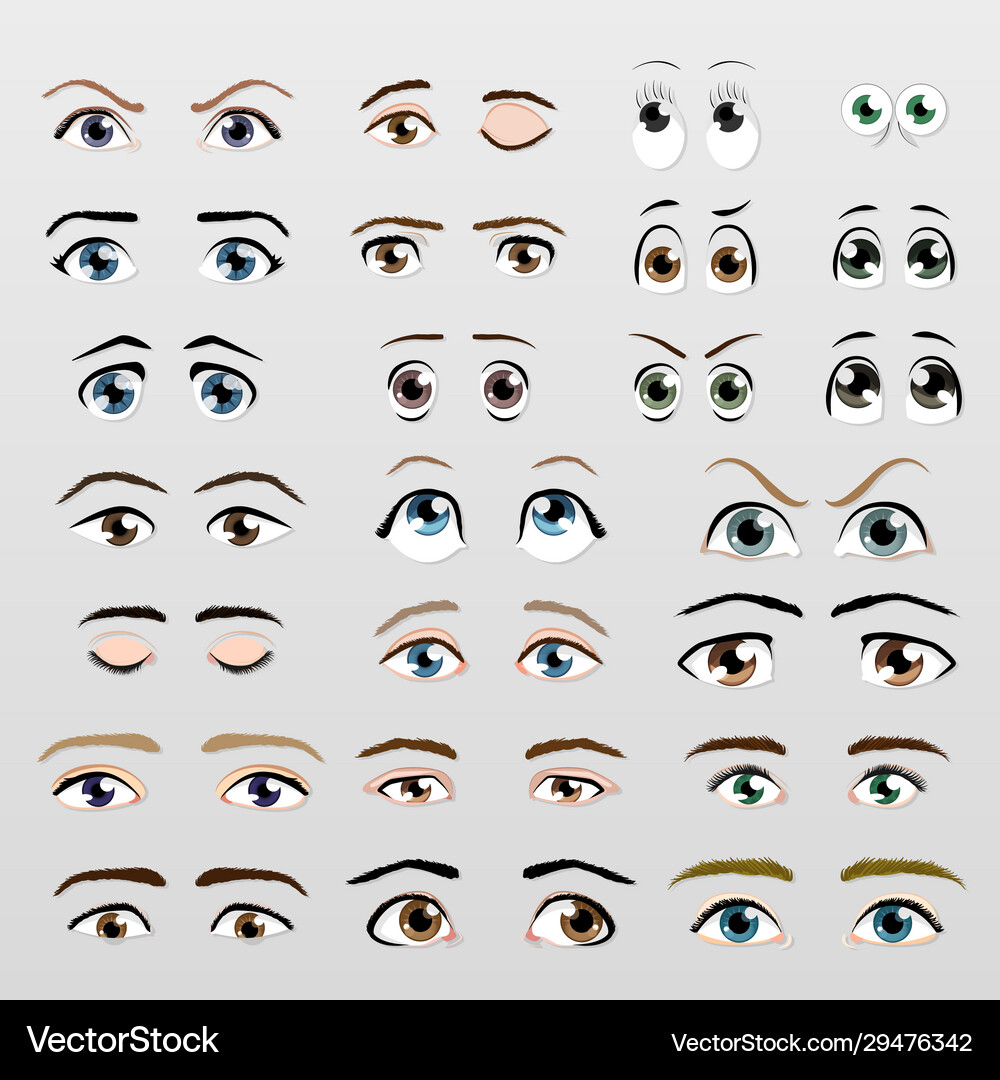 Variety facial eyes set Royalty Free Vector Image