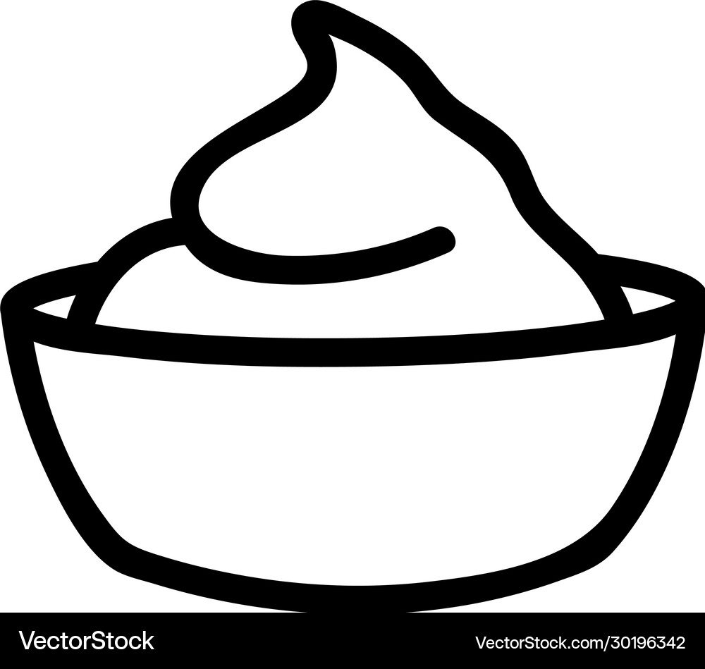 Yogurt in bowl icon outline Royalty Free Vector Image