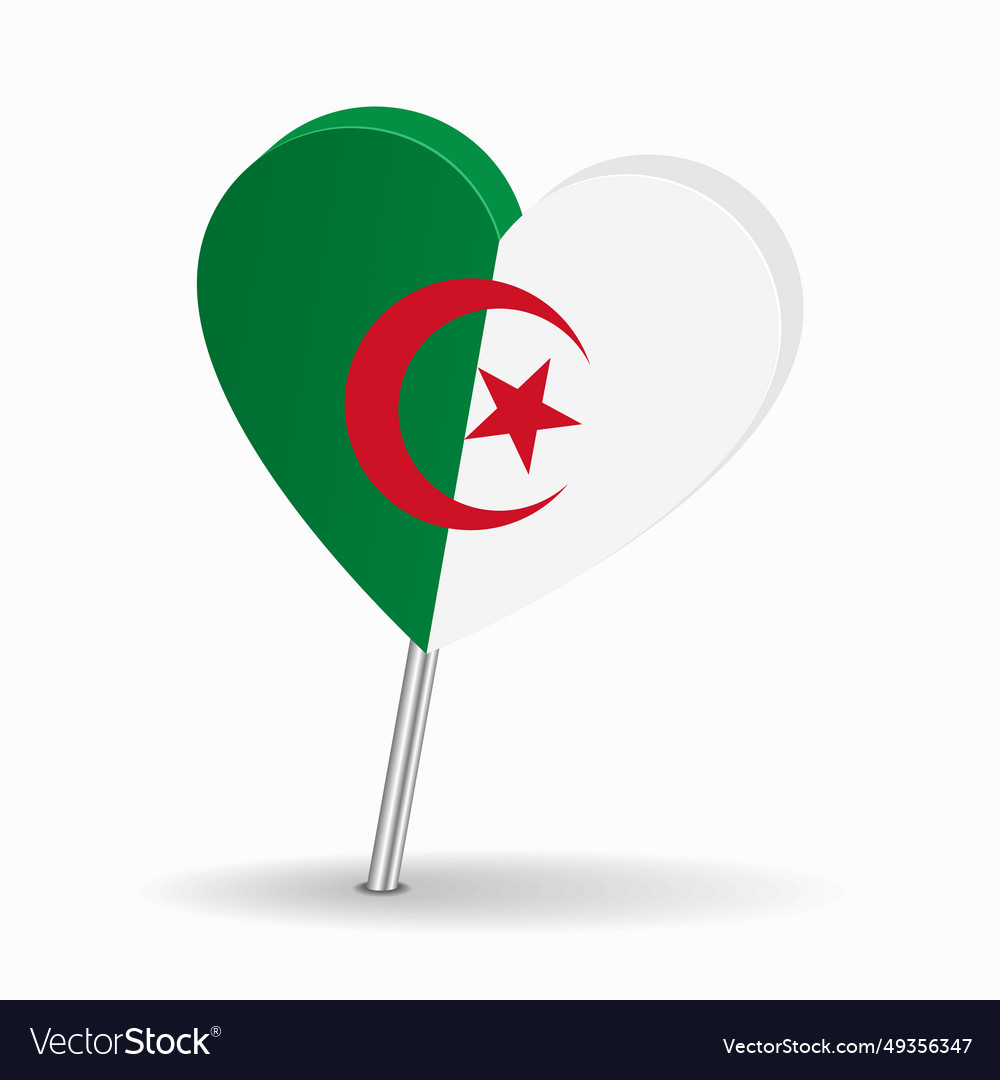 Algerian flag heart-shaped map pointer layout Vector Image