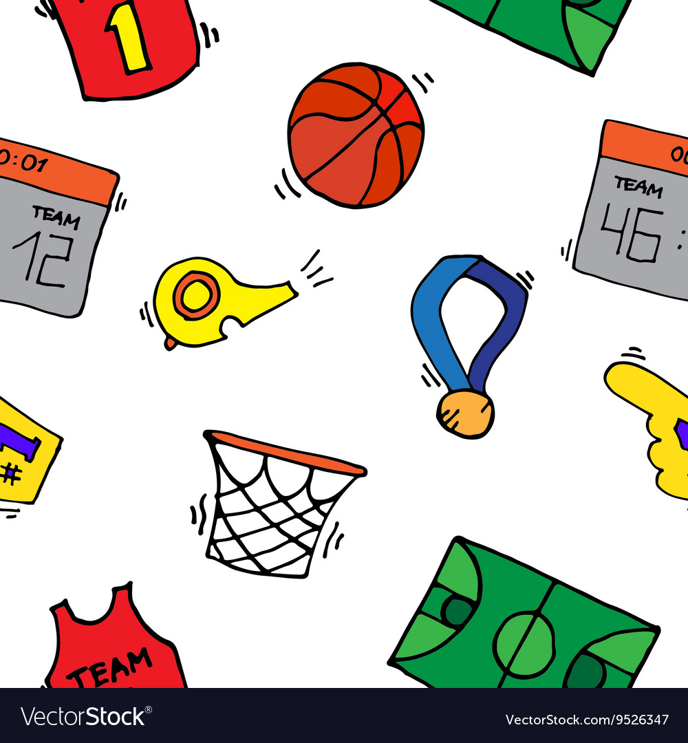 Basketball elements pattern Royalty Free Vector Image