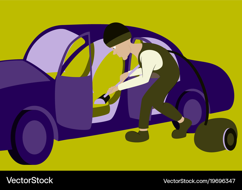Cleaning car interior worker making use Royalty Free Vector