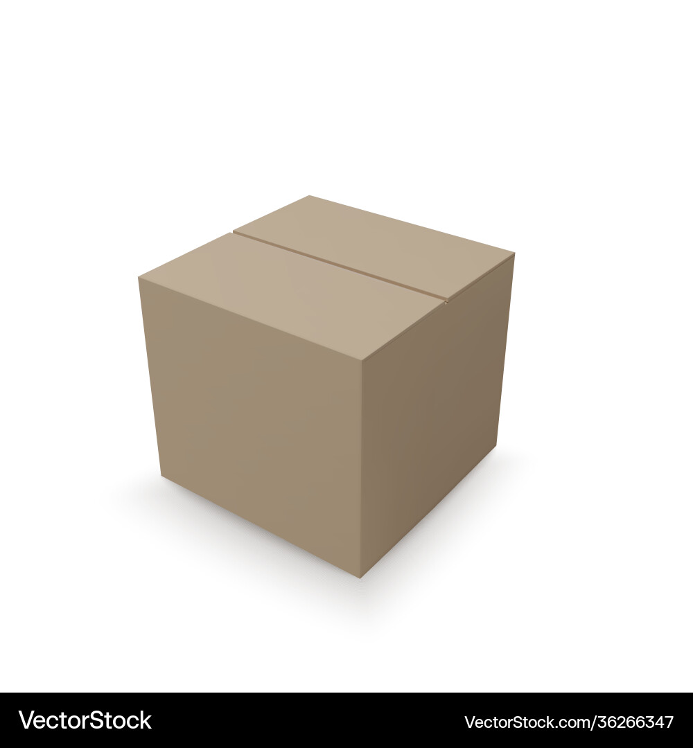 Closed isometric box paper parcel realistic carton