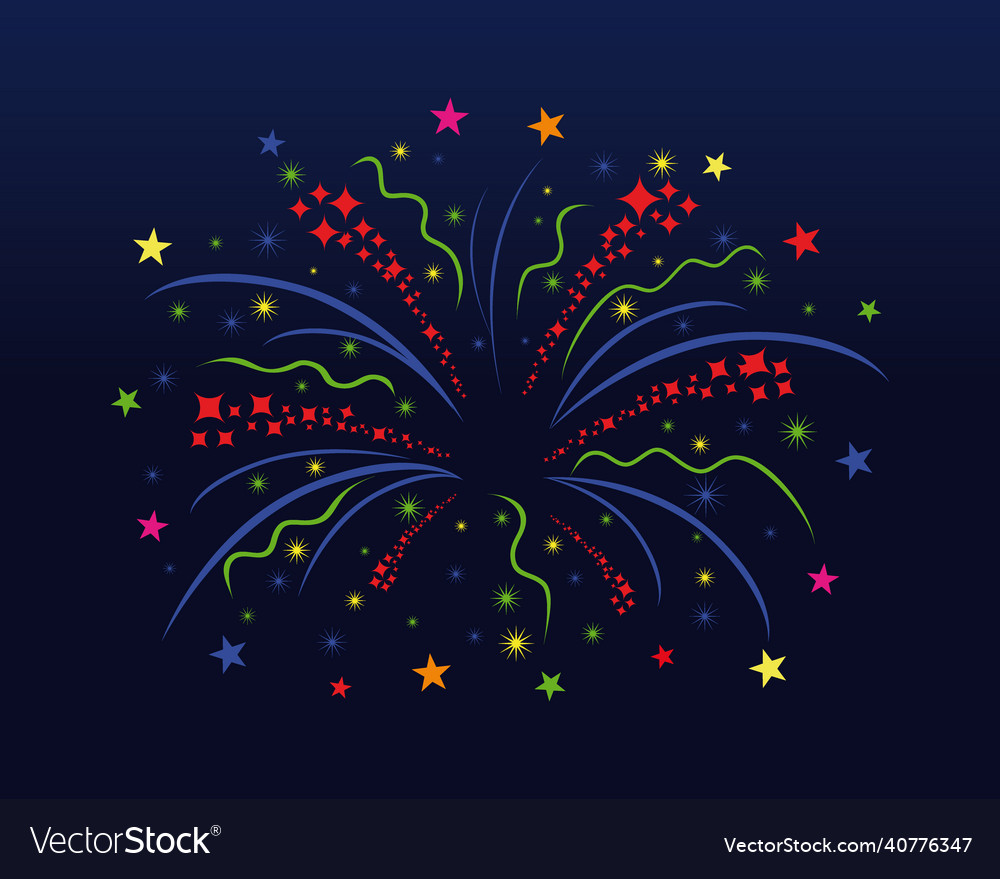 Fireworks happy new year graphic design Royalty Free Vector
