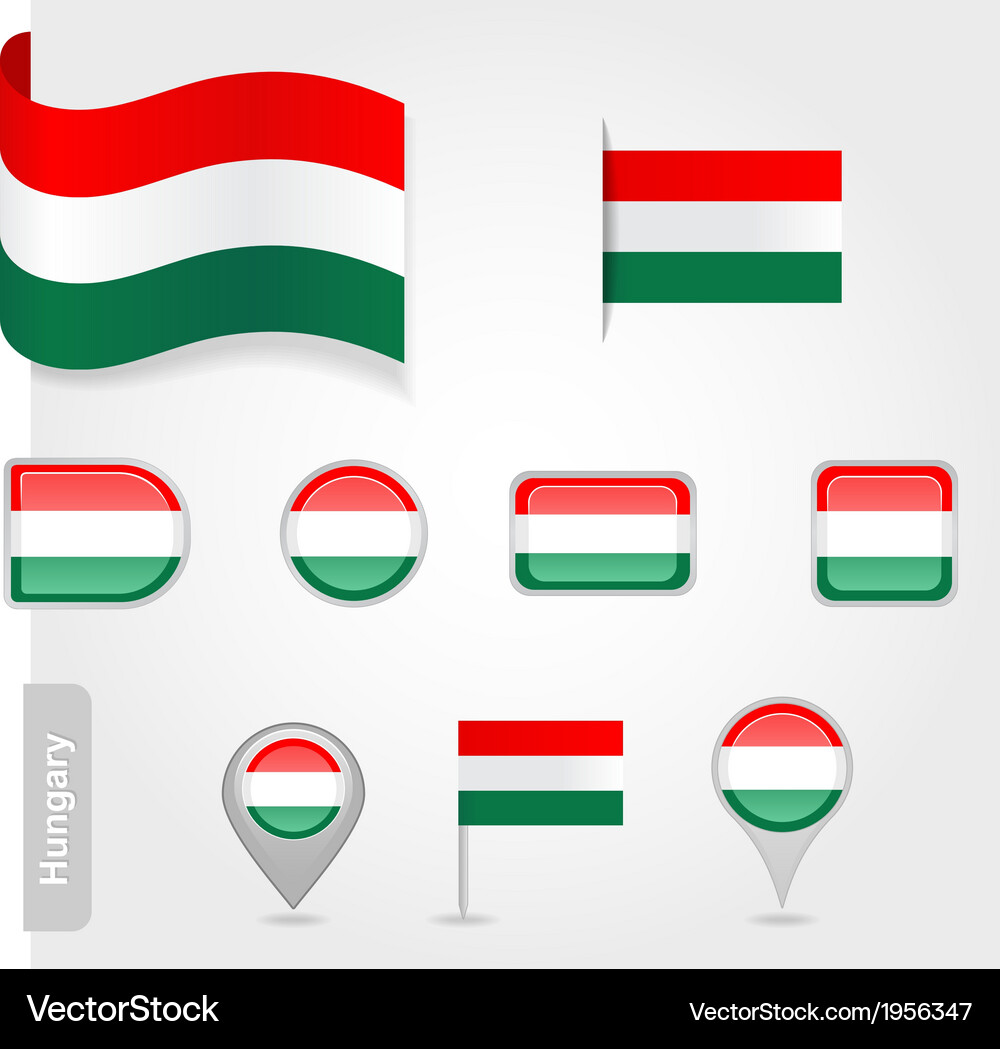 Hungary icon set of flags Royalty Free Vector Image