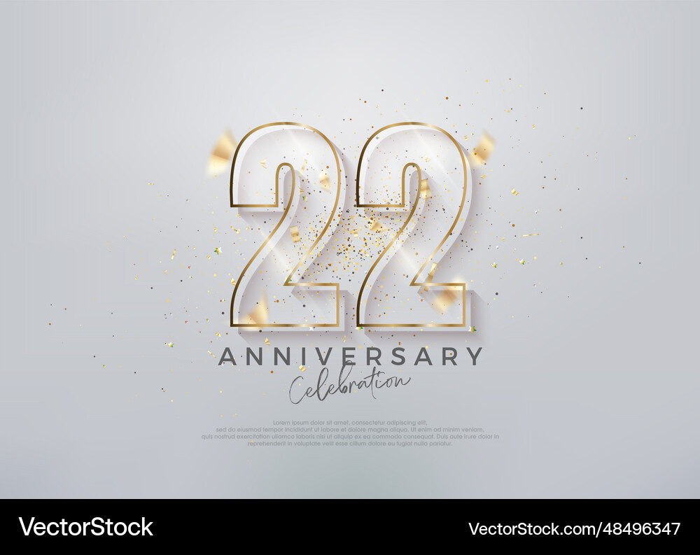 Modern number 22nd with unique glass numerals Vector Image