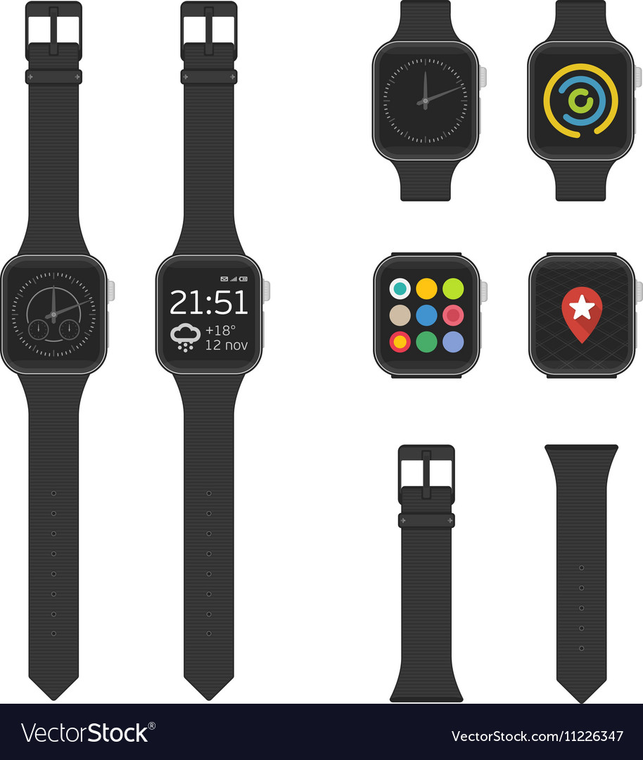 Set of smart watches Royalty Free Vector Image