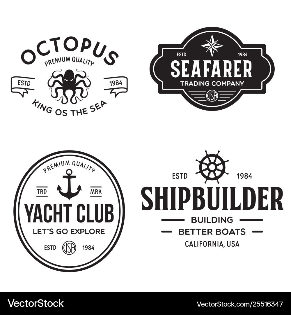 Set sea and nautical typography badges Royalty Free Vector