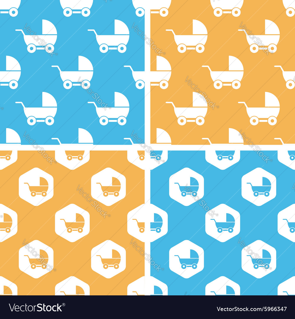Stroller pattern set colored Royalty Free Vector Image