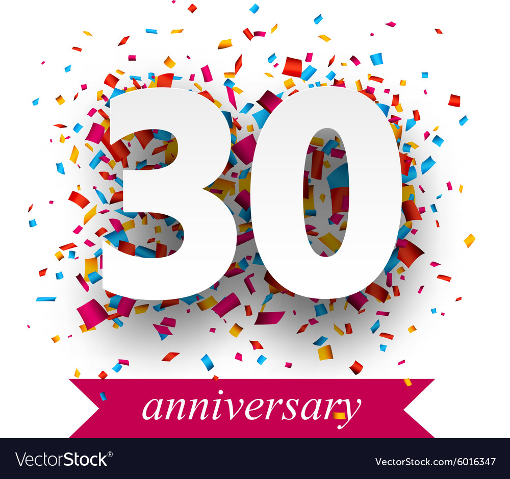 Thirty Year Anniversary Confetti Celebration Vector Image