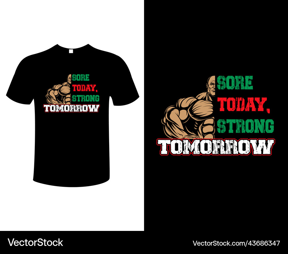 Typography gym workout t-shirt design template Vector Image
