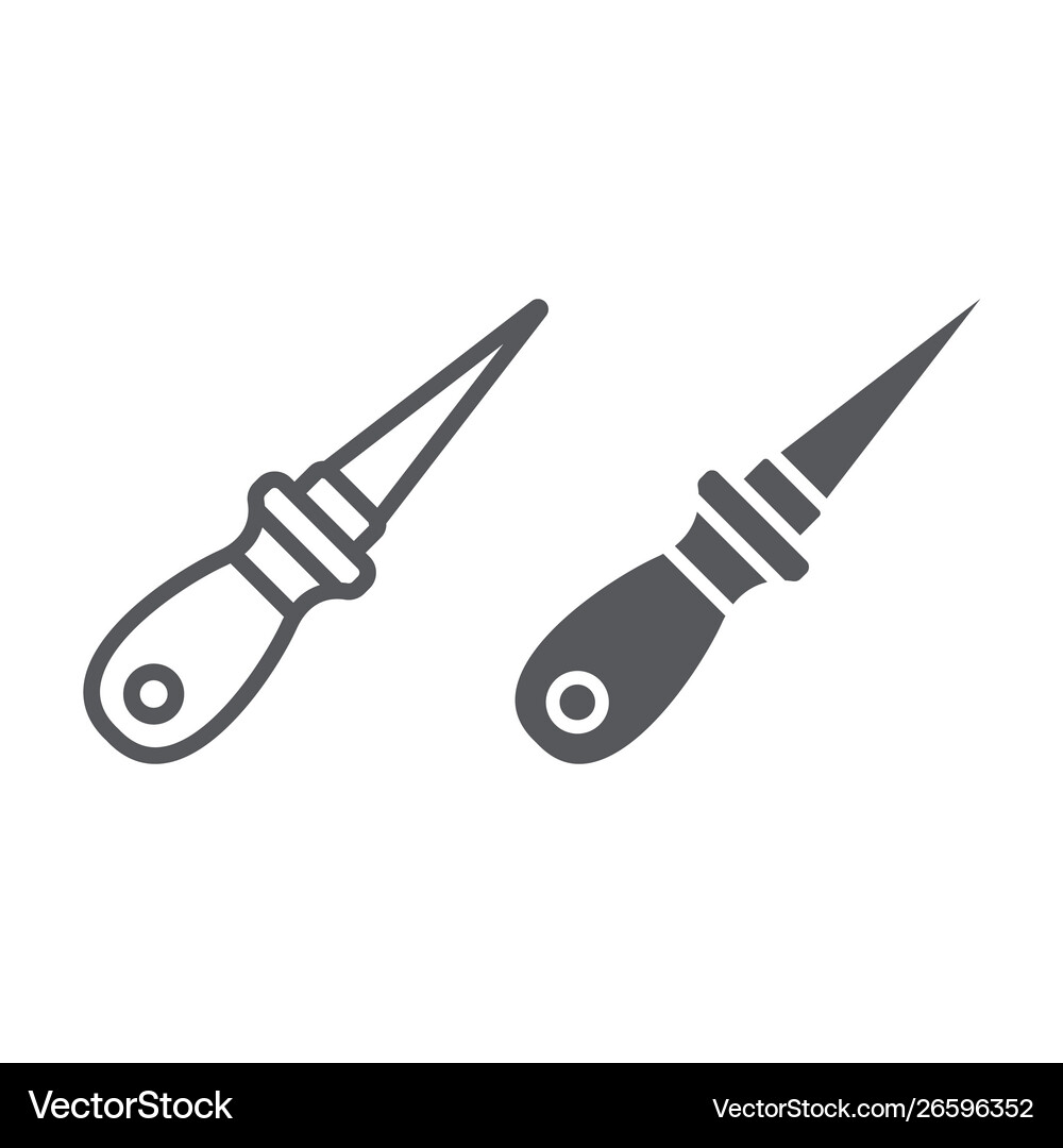 Awl line and glyph icon craft sew pricker Vector Image