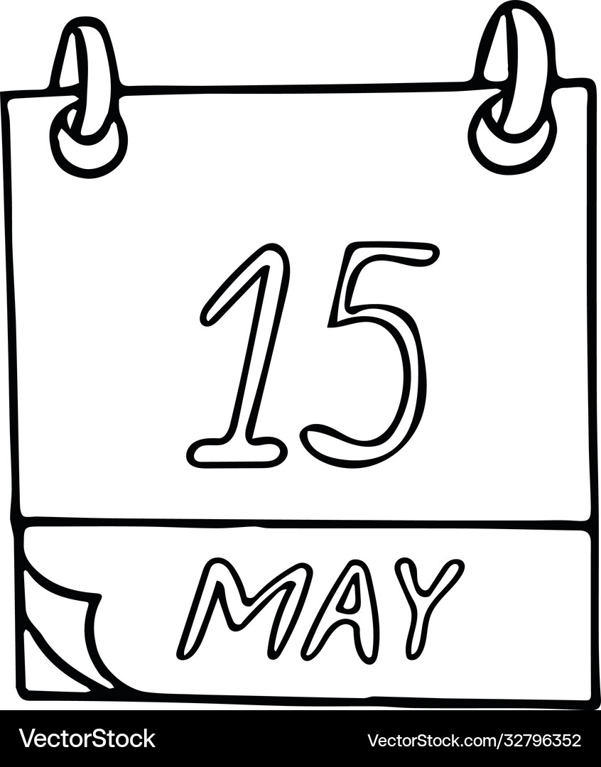 Calendar hand drawn in doodle style may 15 Vector Image