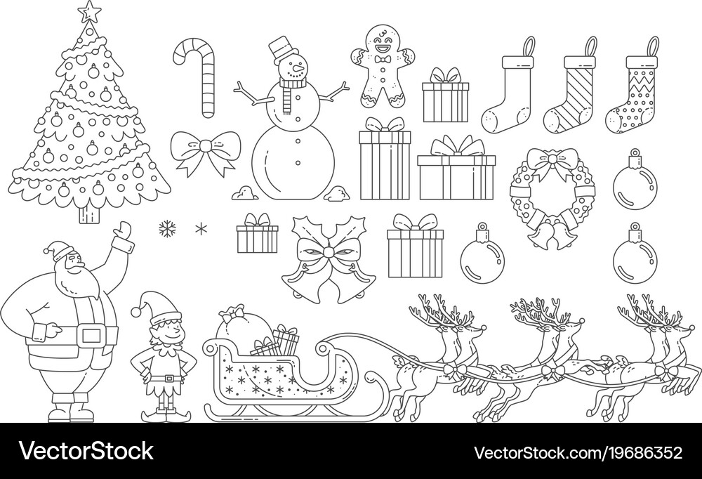 Christmas Outline Graphics Royalty Free Vector Image