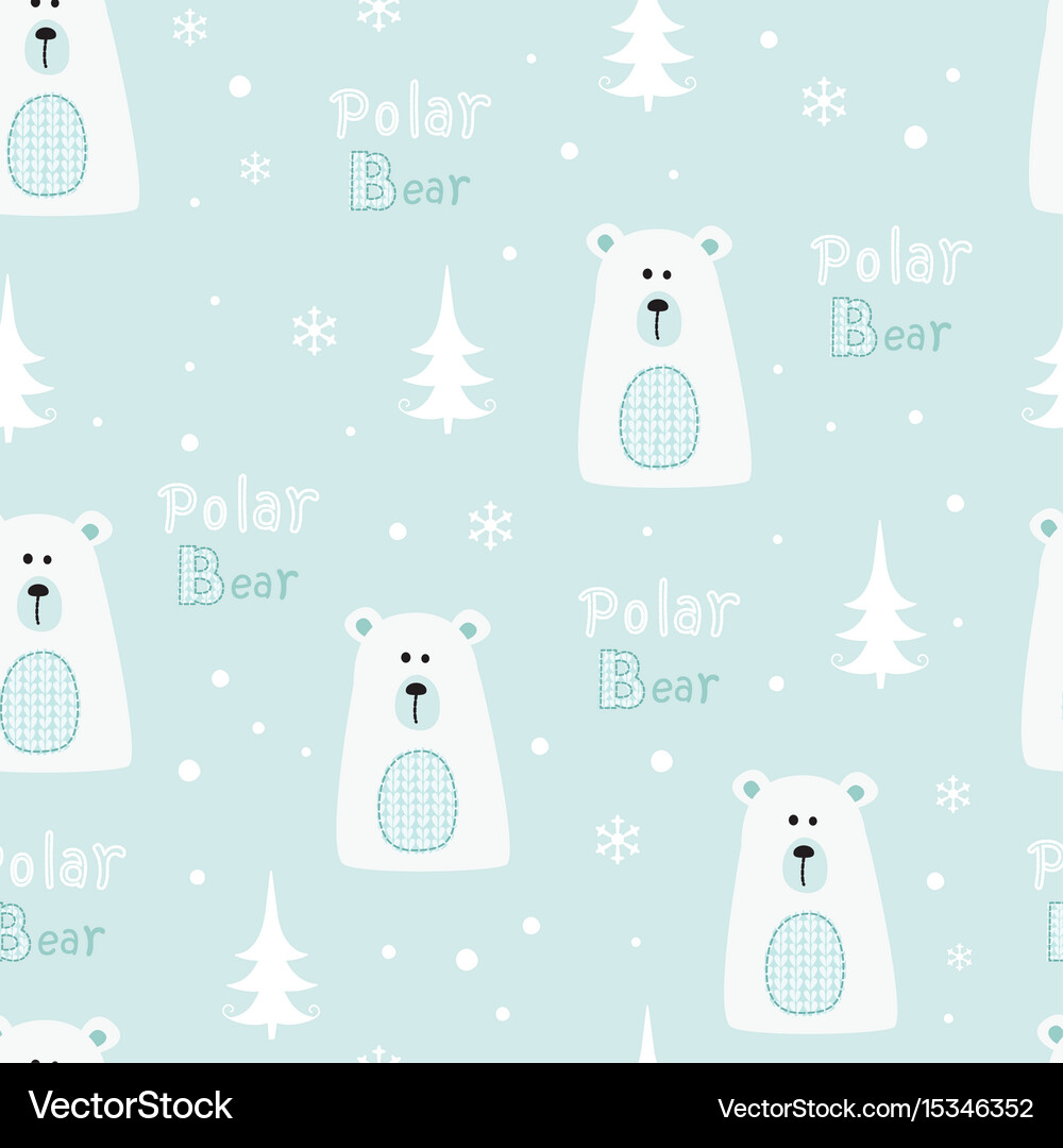 Christmas seamless pattern with polar bears Vector Image