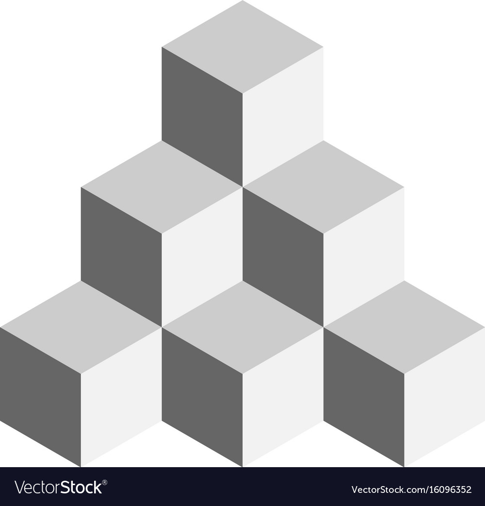 Cube Pyramid 3D Isolated Royalty Free Vector Image