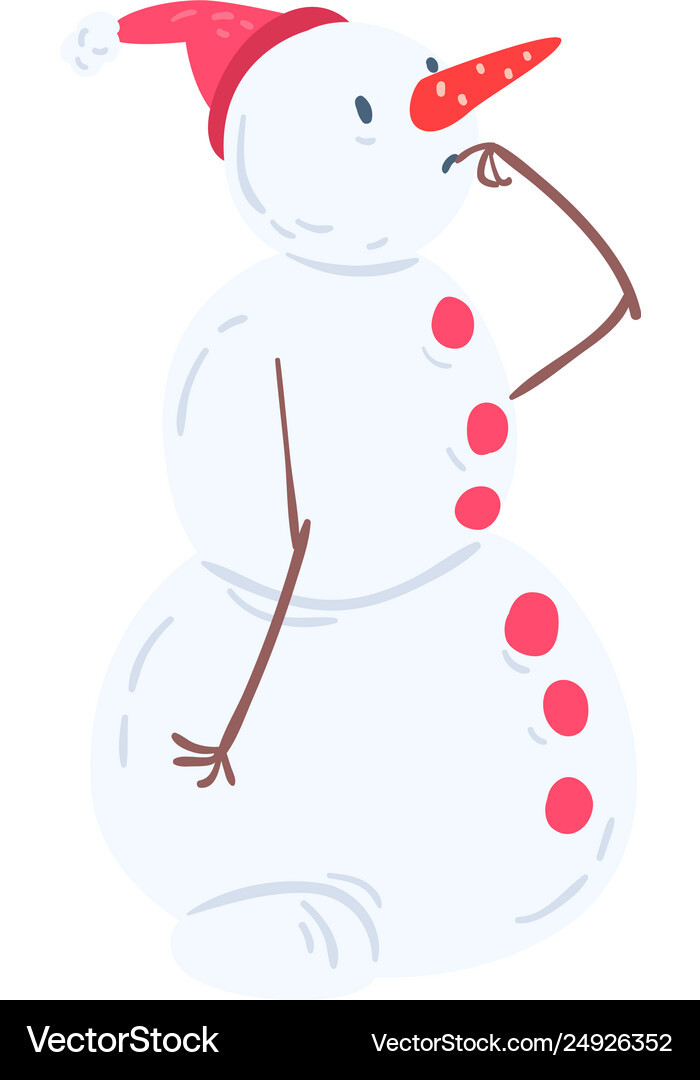 Cute thoughtful snowman character christmas Vector Image