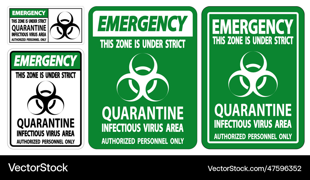 Emergency quarantine infectious virus area sign Vector Image
