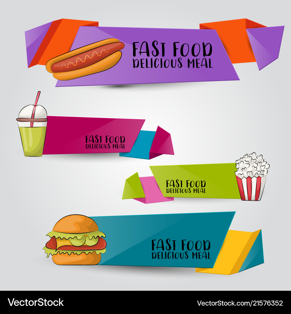 Fast food vertical banner set concept restaurant Vector Image