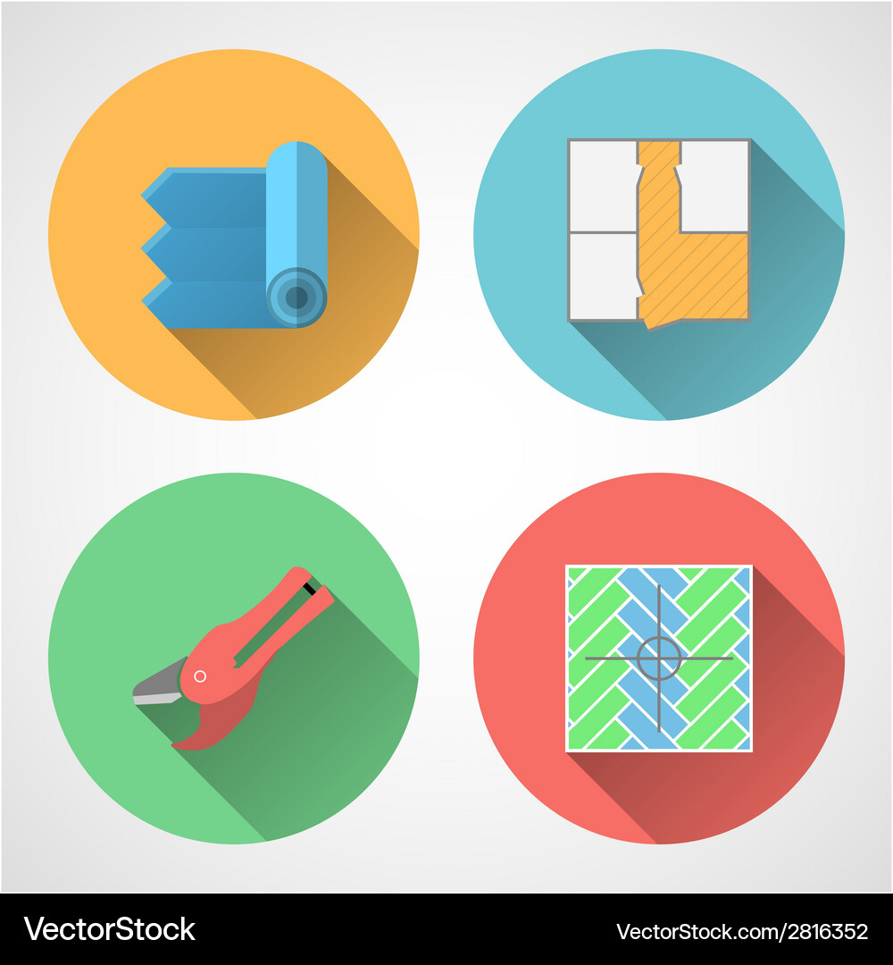 Flat icons for linoleum flooring service Vector Image