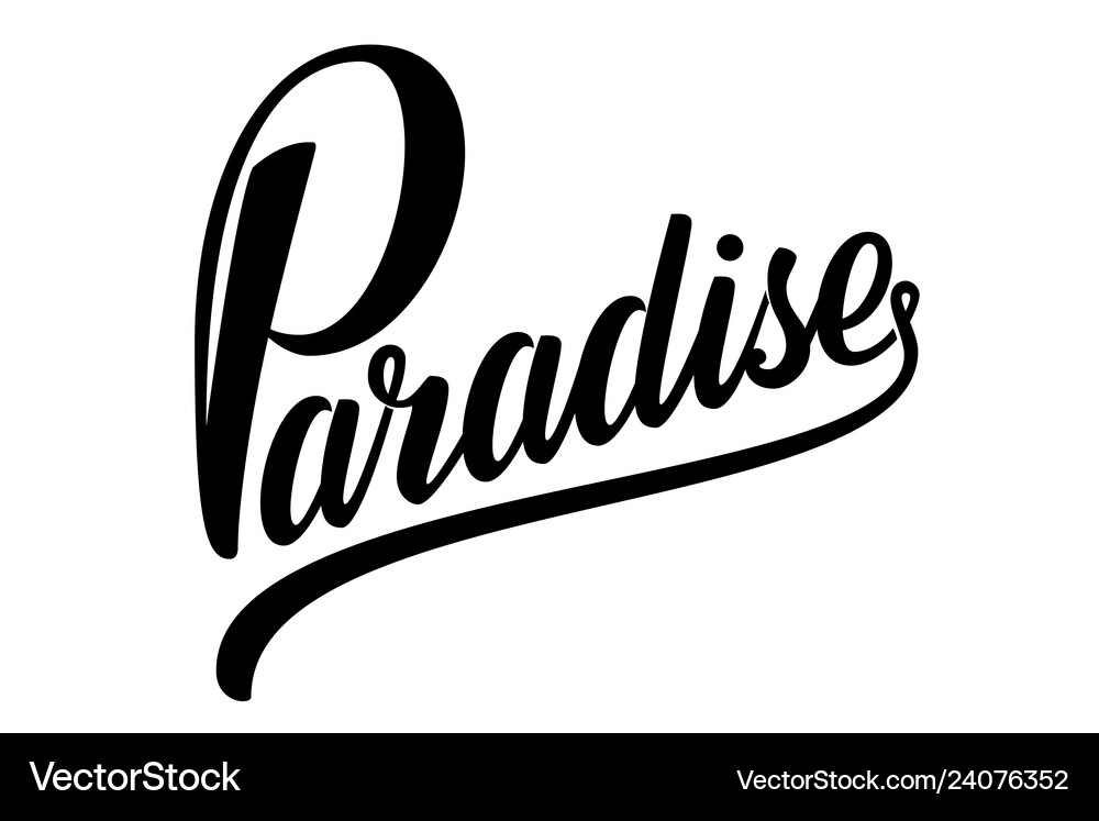 Hand drawn lettering paradise elegant isolated Vector Image