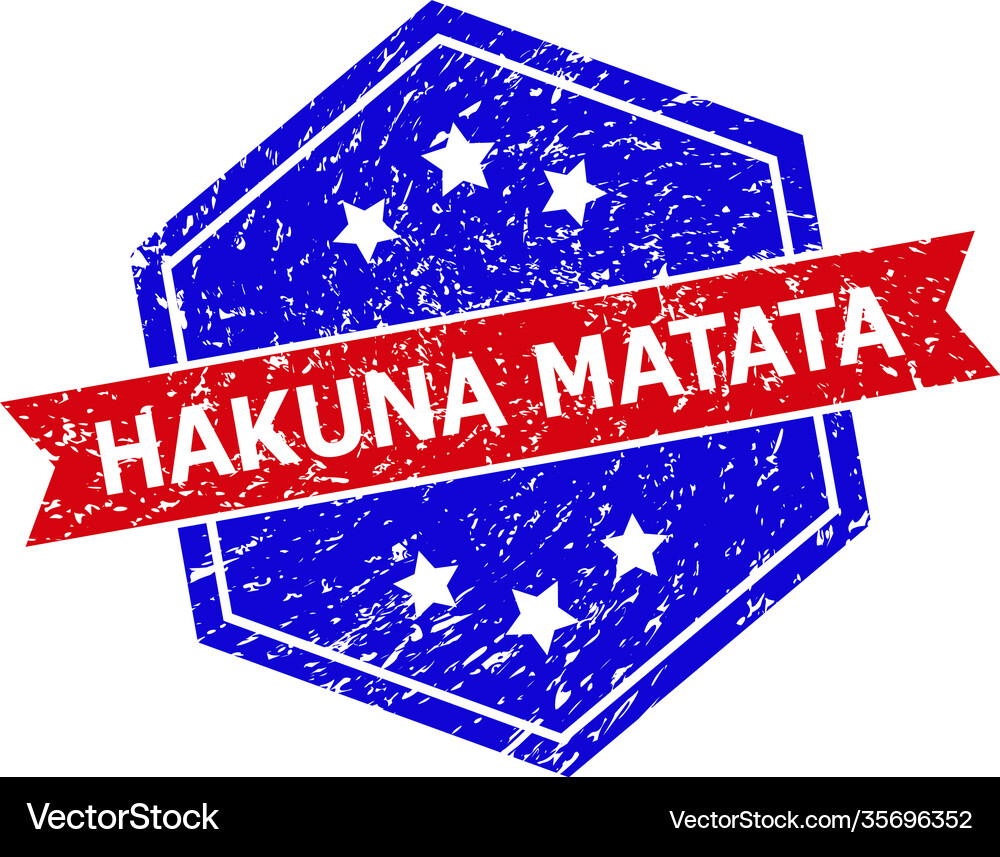 Hexagon bicolor hakuna matata stamp seal Vector Image