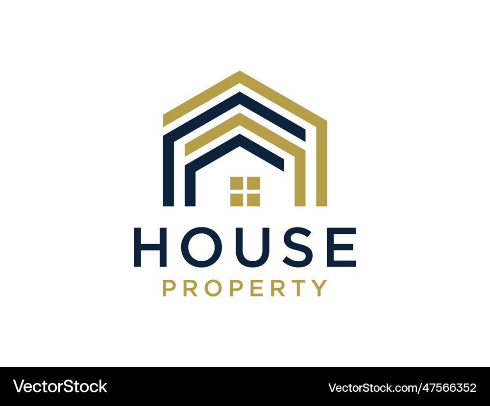 House logo gold symbol geometric linear Royalty Free Vector