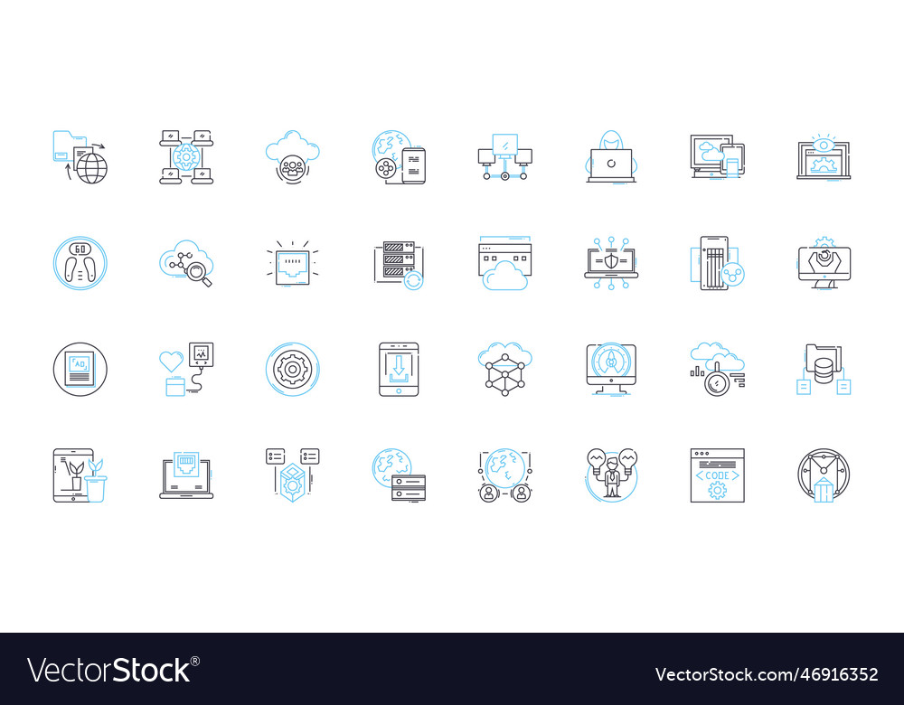 Information tech linear icons set coding Vector Image Information tech linear icons set coding Vector Image