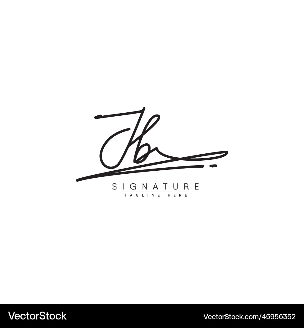 Jb simple signature logo - handwritten template Vector Image