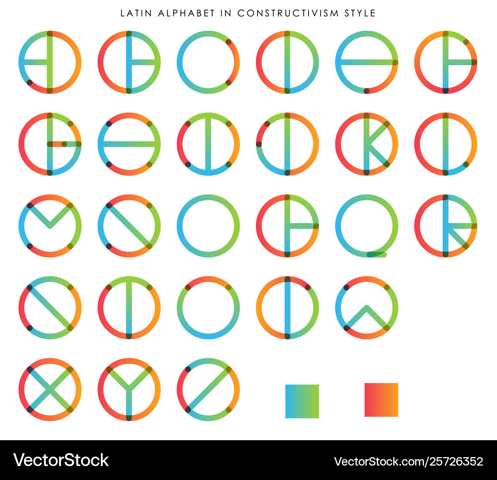 Latin alphabet in constructivism Royalty Free Vector Image