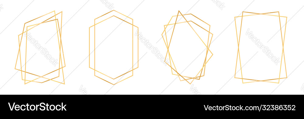 Set golden geometric frames in art deco style Vector Image