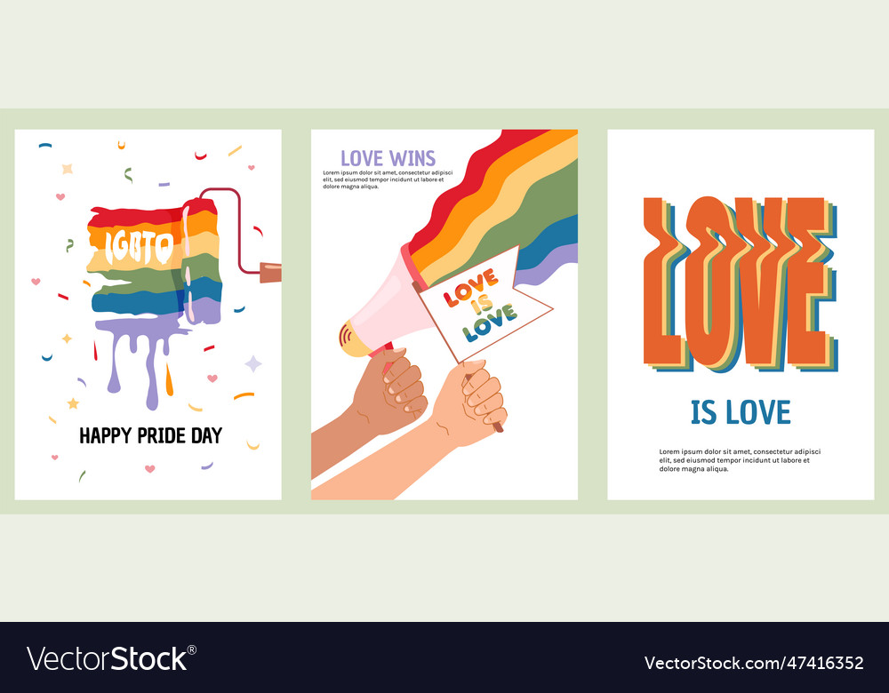 Set of posters cards for lgbtq pride month Vector Image