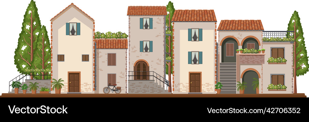 Suburban row house vintage Royalty Free Vector Image