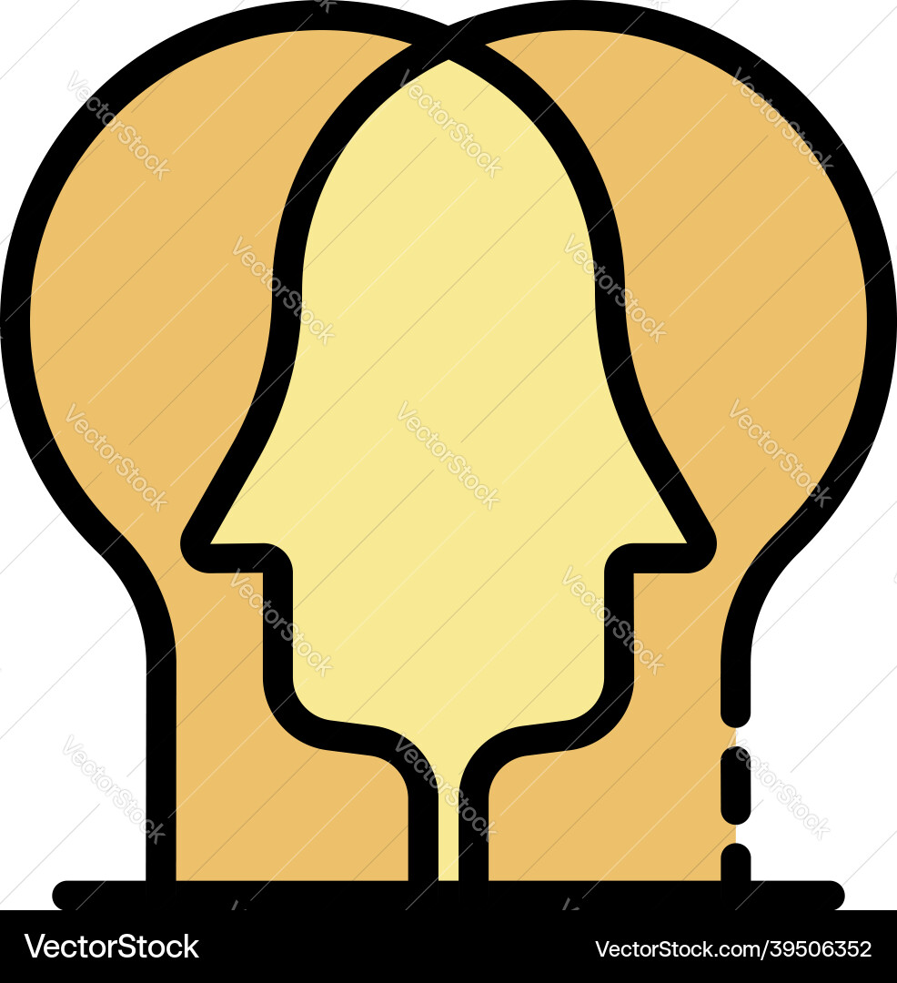 Two heads icon color outline Royalty Free Vector Image