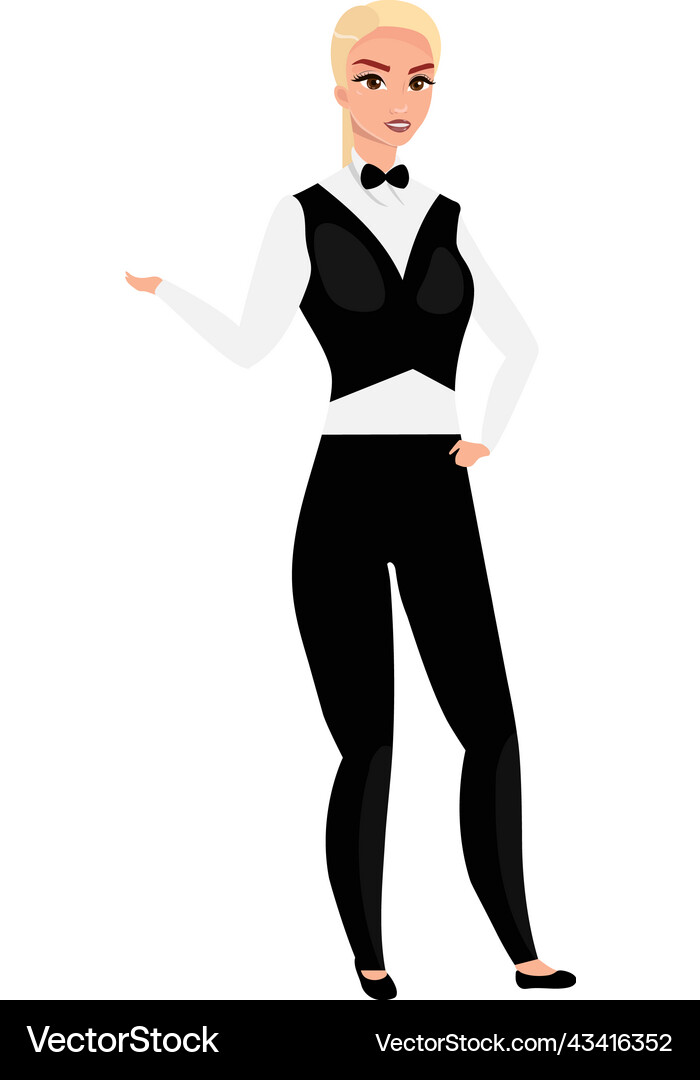 Waitress in uniform semi flat color character Vector Image