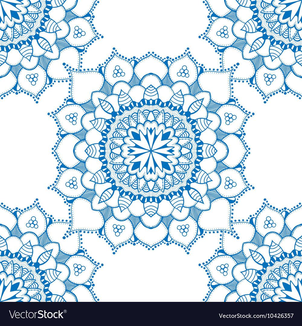Blue mandala patterned background Royalty Free Vector Image