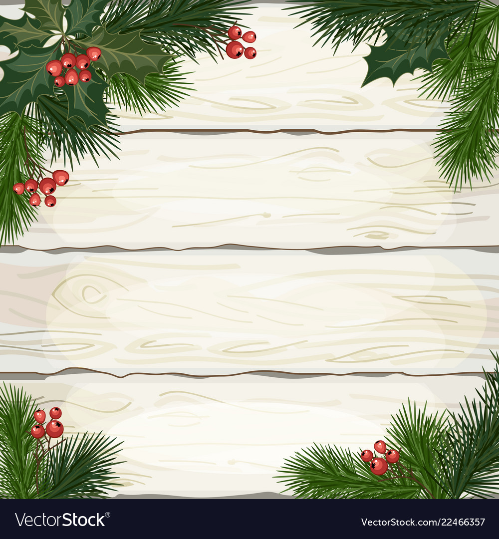 Christmas wooden background Royalty Free Vector Image
