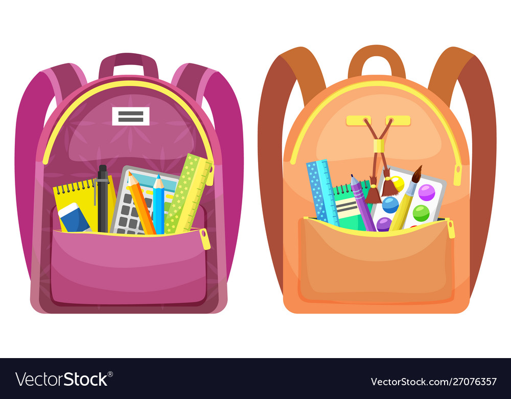 Colored school backpack back Royalty Free Vector Image