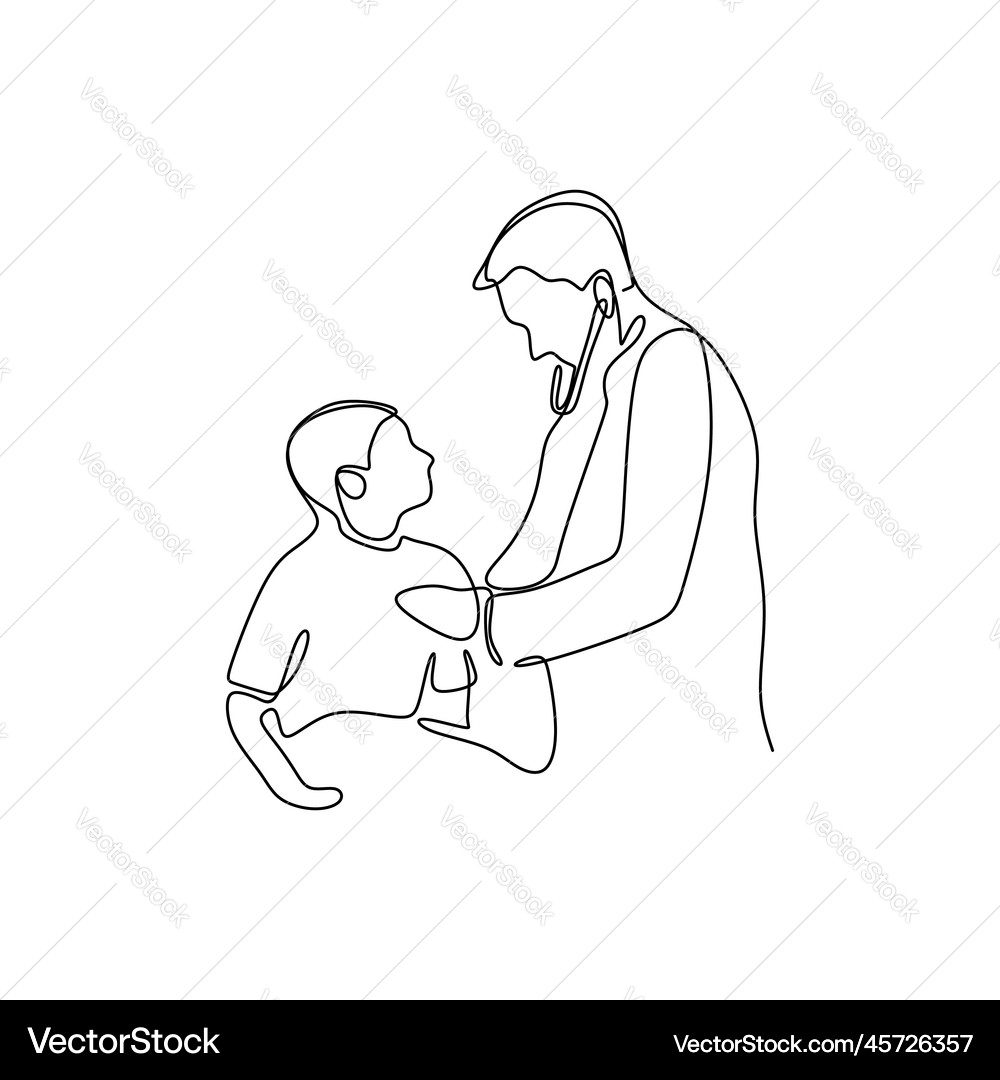 Continuous line drawing of doctor talking Vector Image