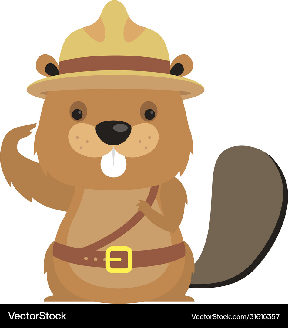 Cute beaver cartoon with hat design Royalty Free Vector