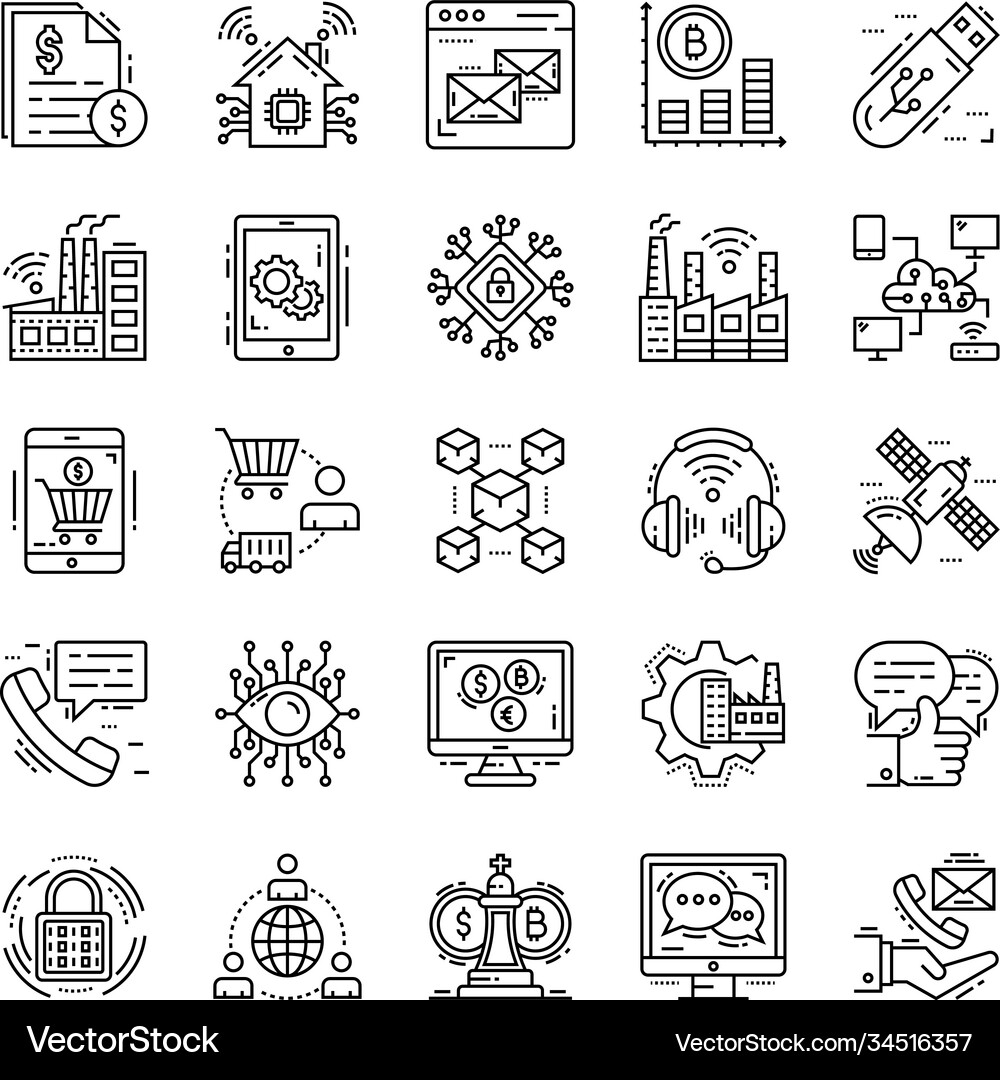 Digital economy icons pack Royalty Free Vector Image