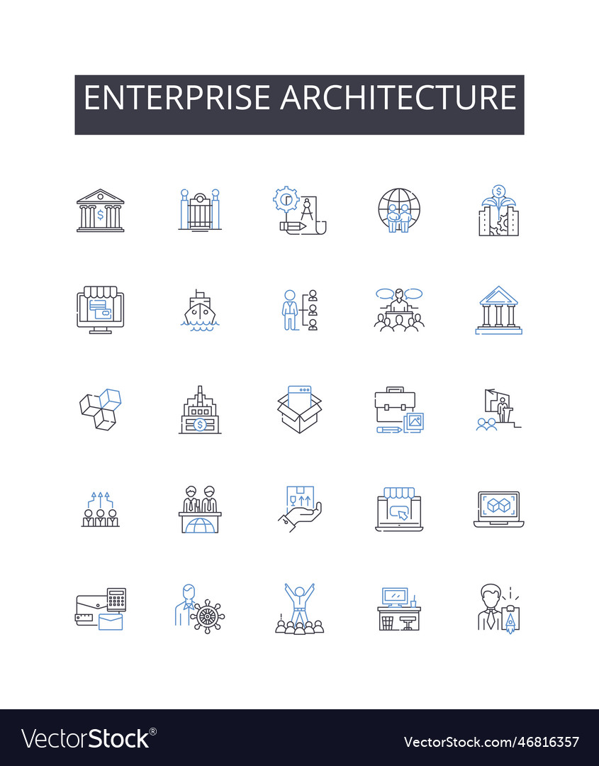 Enterprise architecture line icons collection Vector Image