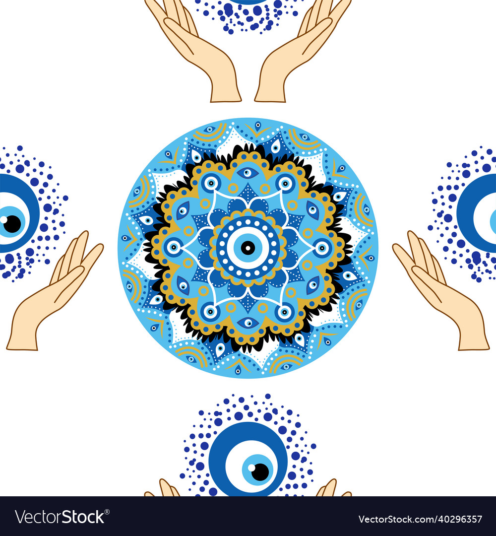 Evil eye seamless pattern magic witchcraft occult Vector Image Evil eye seamless pattern magic witchcraft occult Vector Image