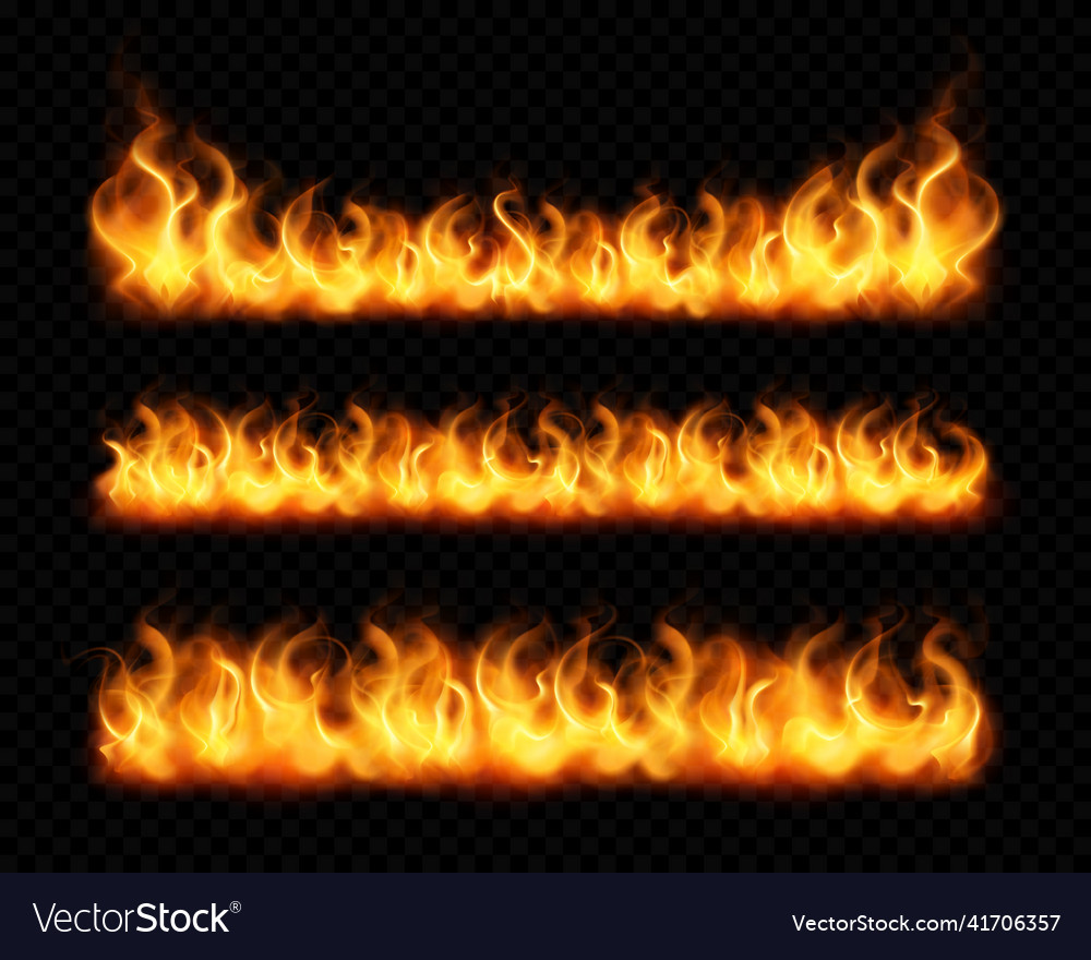 Fire flame realistic borders Royalty Free Vector Image