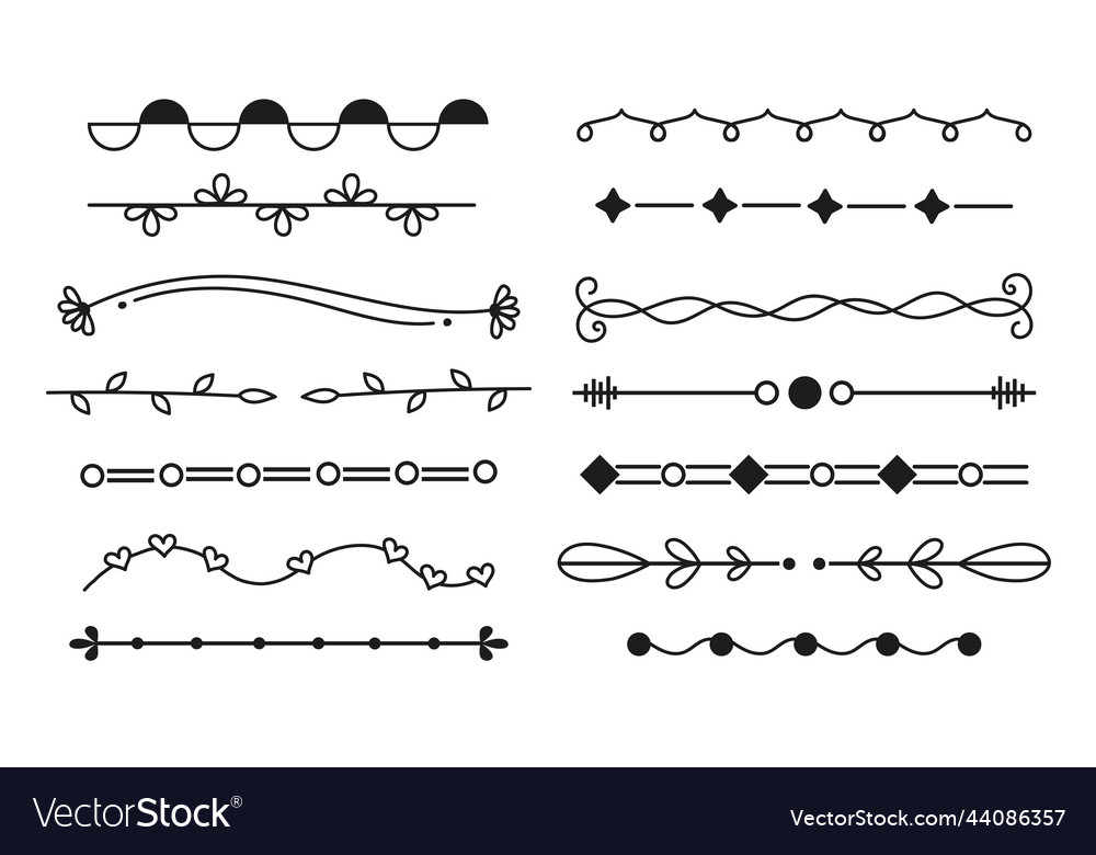 Hand drawn text dividers and graphic elements Vector Image