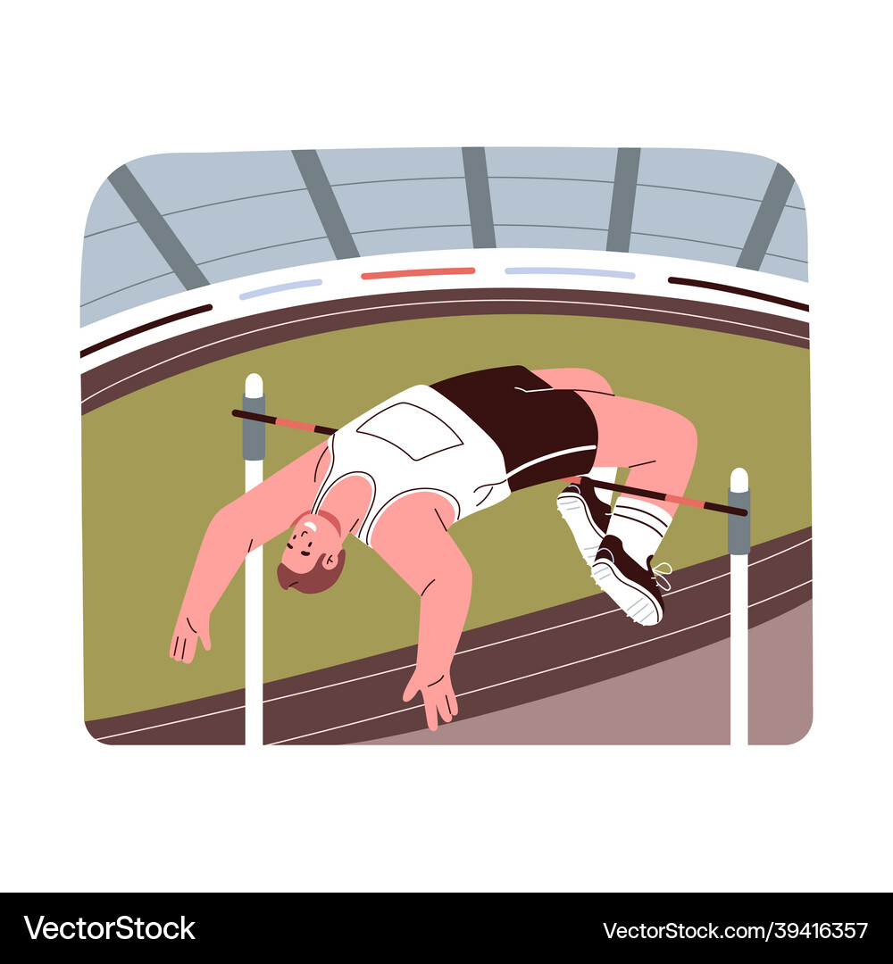 High jump athlete over bar overcoming obstacles Vector Image