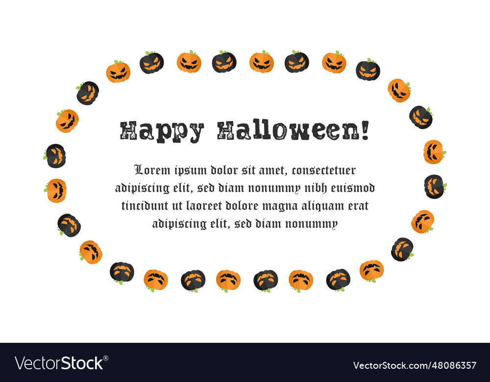 Oval jack o lantern halloween frame border happy Vector Image