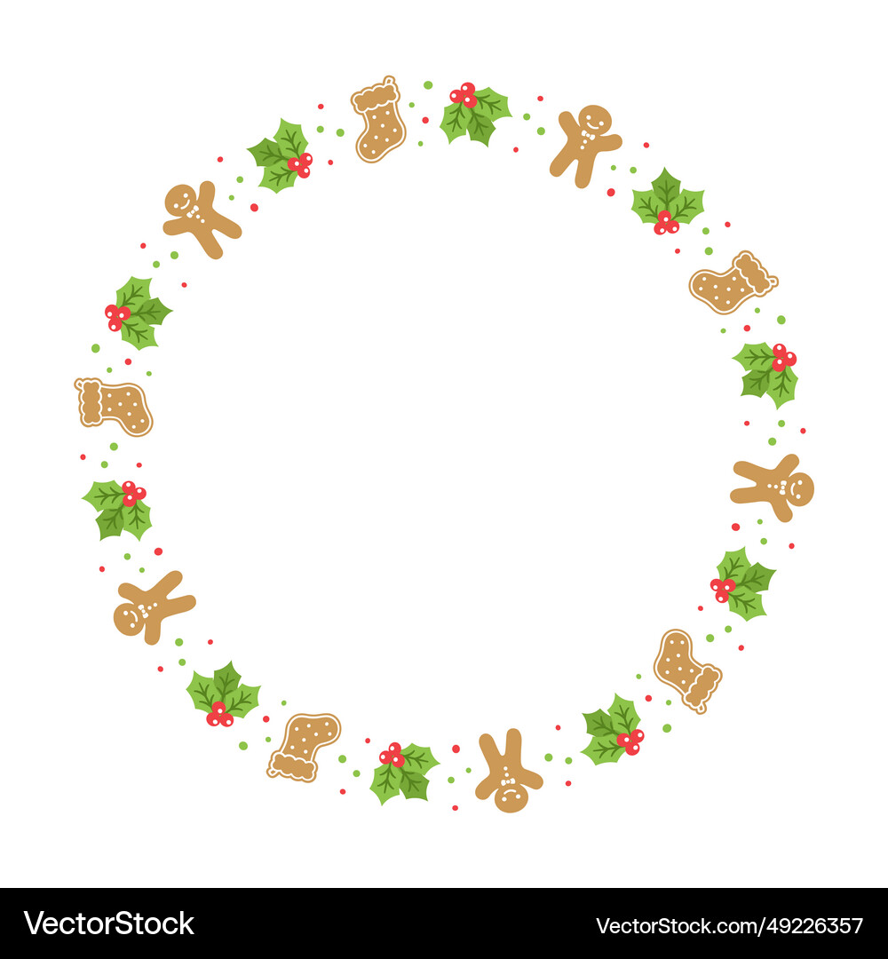 Round gingerbread cookies frame border christmas Vector Image