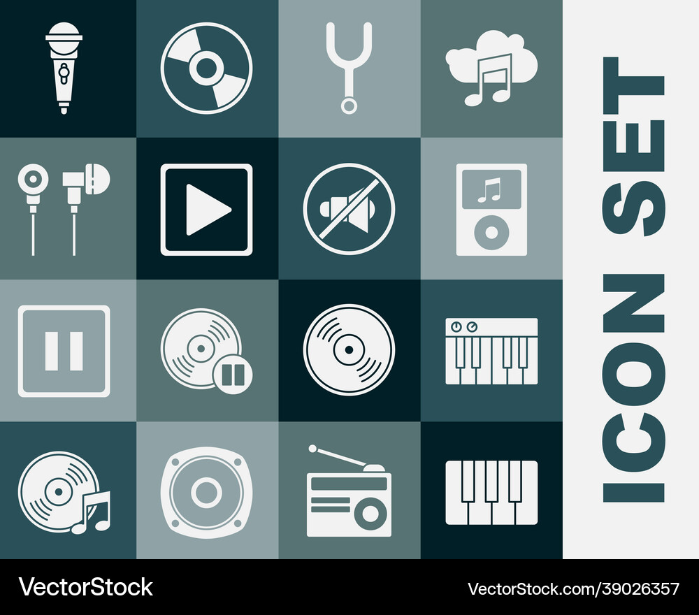 Set music synthesizer player musical tuning fork Vector Image