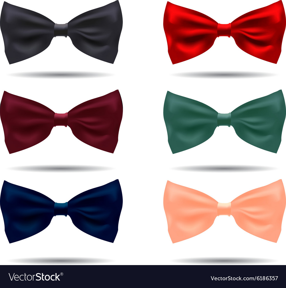 Set of silk bow ties on a background Royalty Free Vector